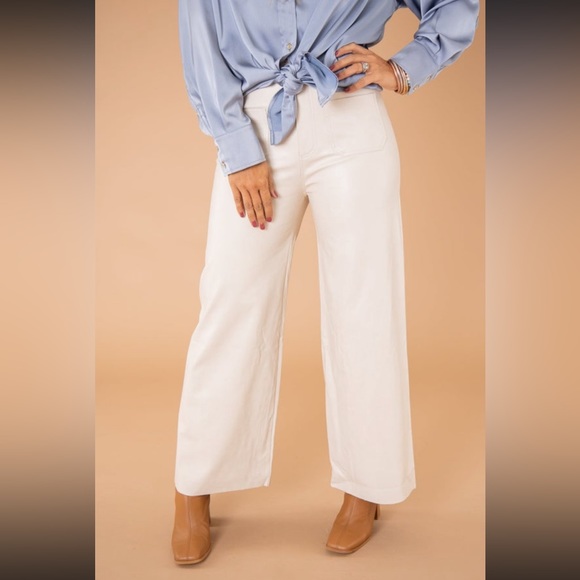 entro | Pants & Jumpsuits | Neutral Faux Leather Pants | Poshmark